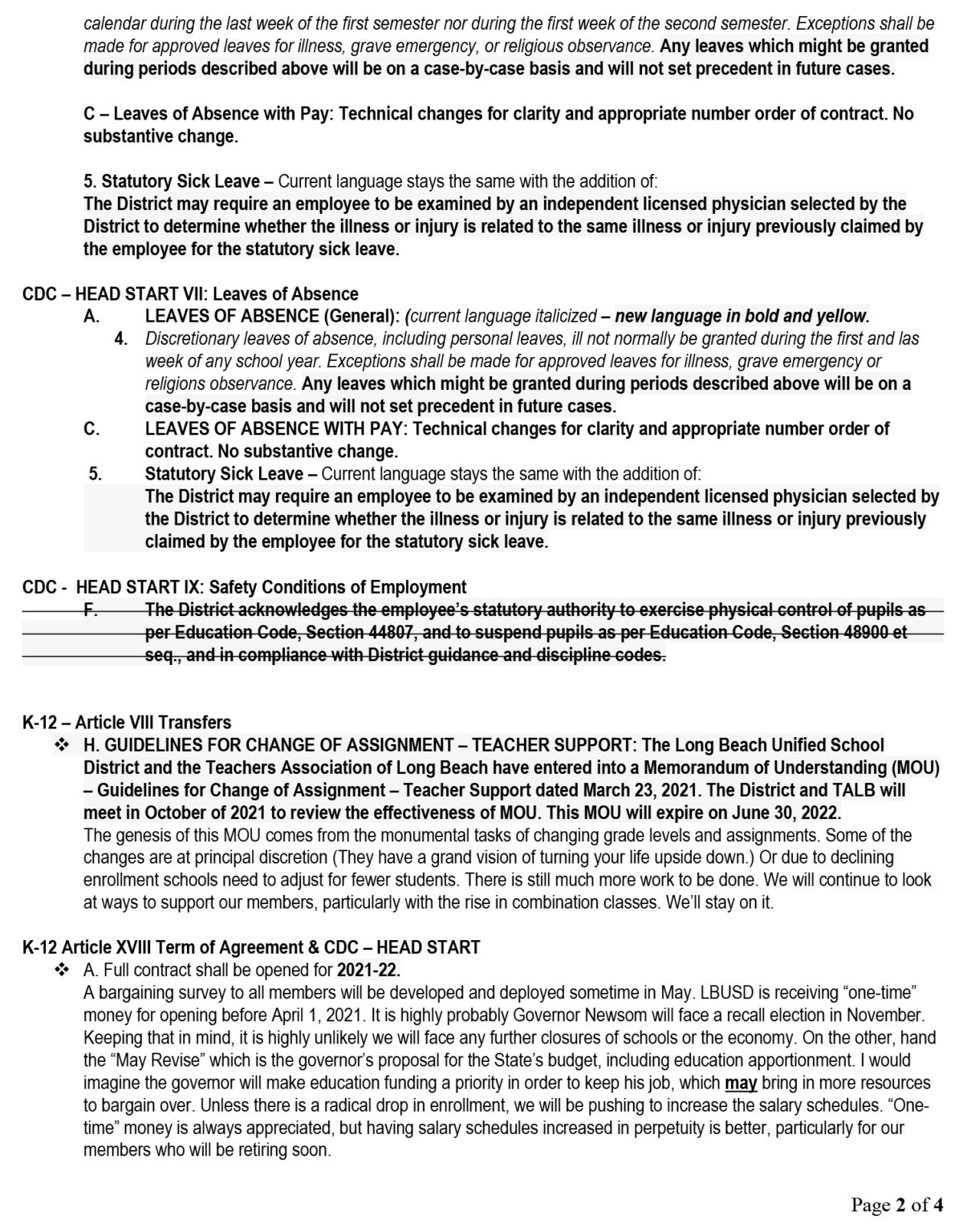 Tentative Agreement - Summary of Details - Teachers Association of Long ...