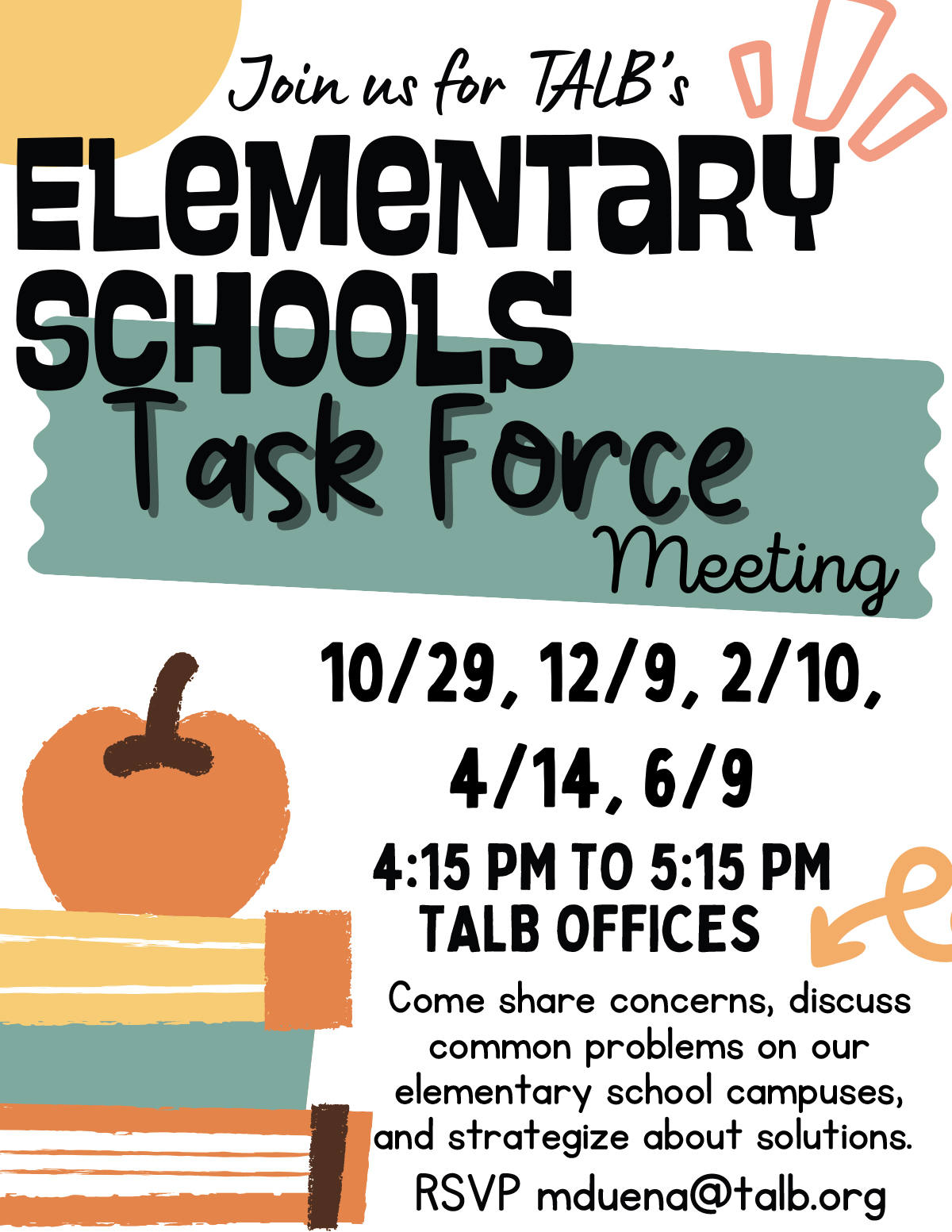 Feb 10 @ 4:15pm - Elementary Schools Task Force Meeting @ TALB - Teachers Association of Long Beach